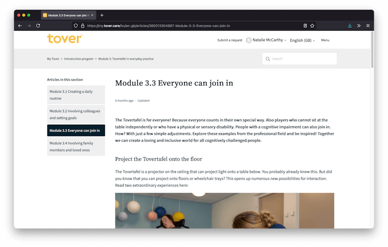My Tover: Online learning environment for Tovertafel users | Tover